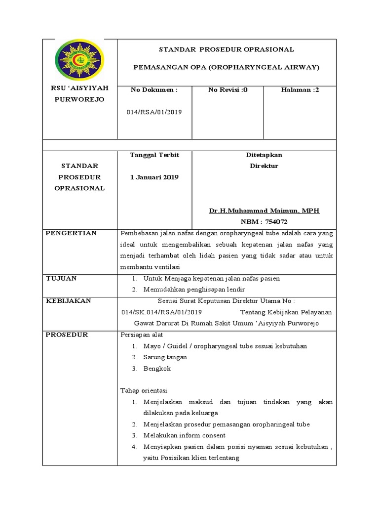Spo Pemasangan Opa | PDF