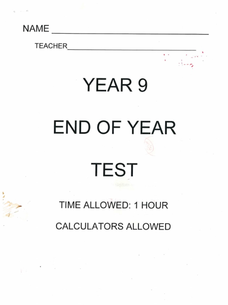 Y9 End of Year 2017 (Calc) MS | PDF