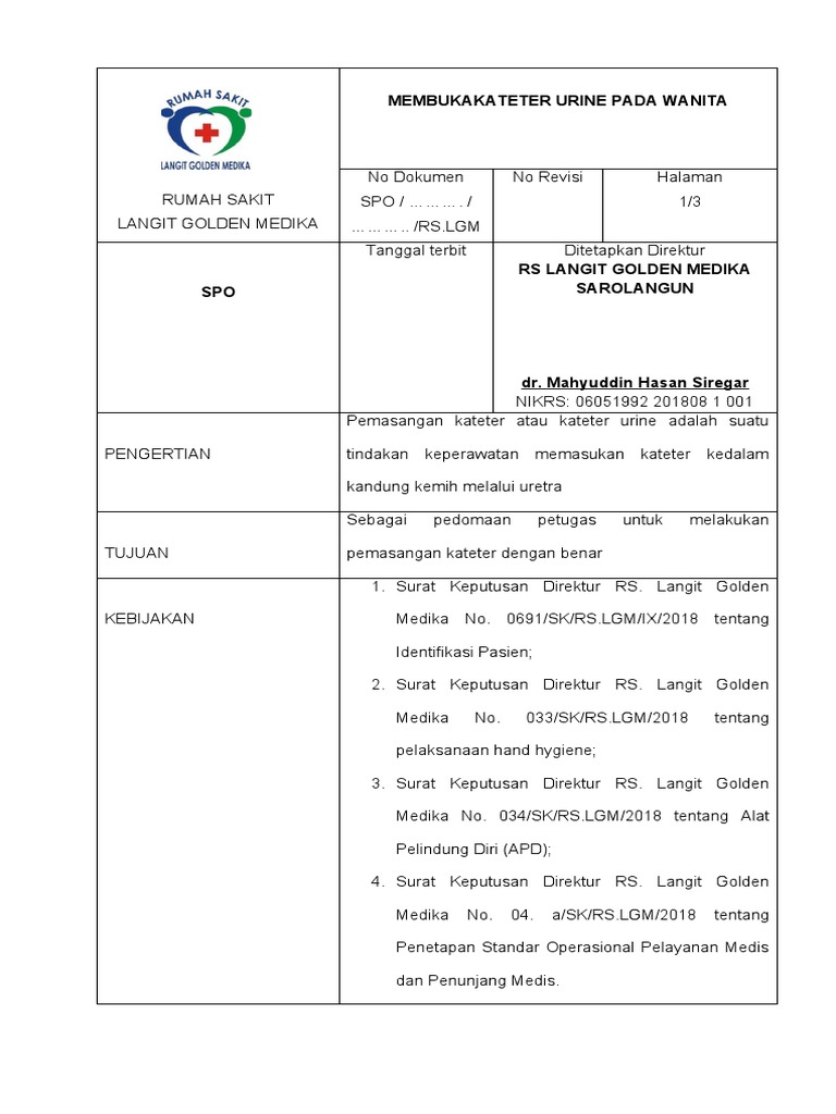 SPO Membuka Kateter | PDF