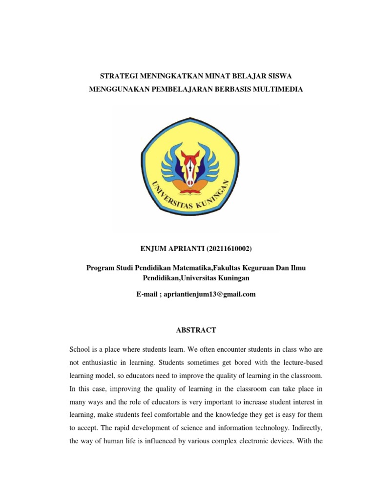 Artikel Ilmiah | PDF | Learning | Cognitive Science