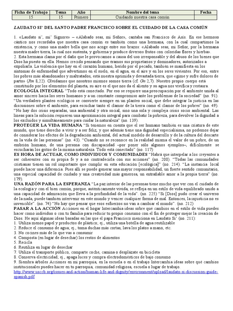 Fichas - Laudat Si | PDF | Pecado | Jesús