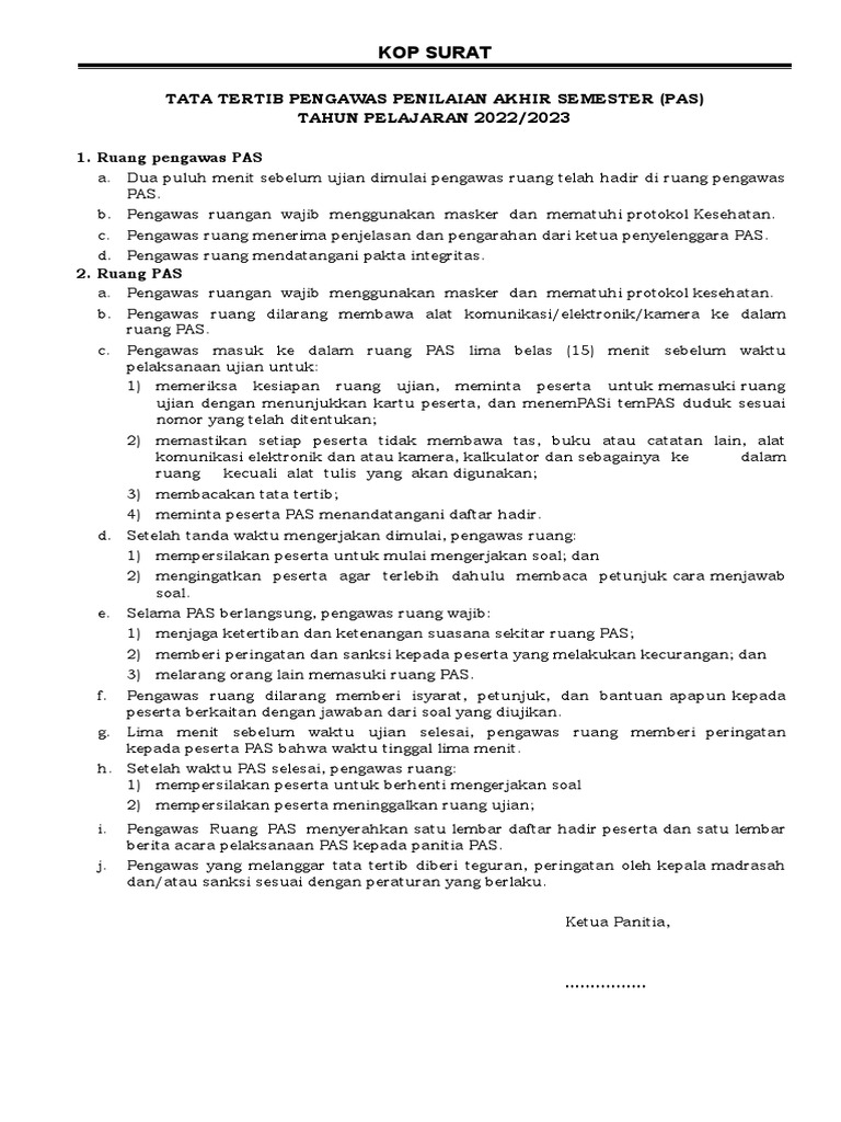 Tata Tertib Pengawas PAS | PDF