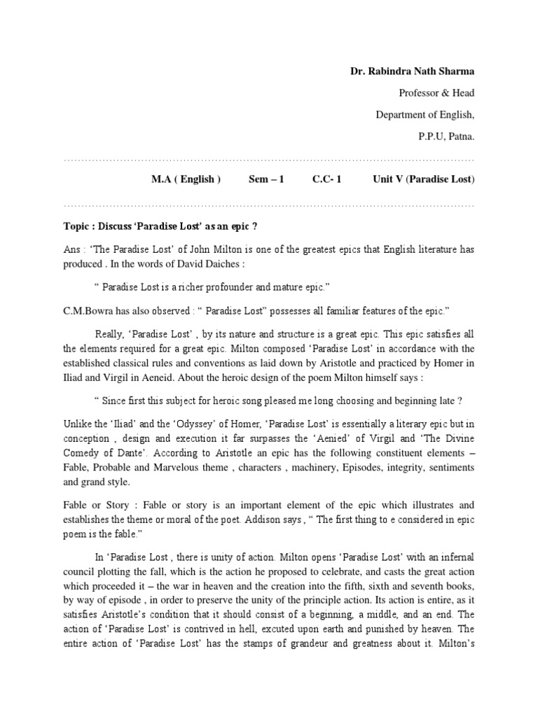 Milton | PDF | Paradise Lost | Epic Poetry