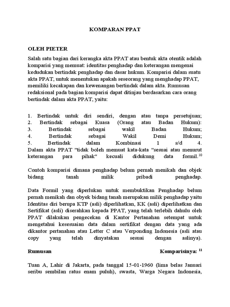 Contoh Komparisi Akta PPAT | PDF