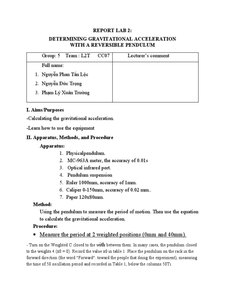 Group 5 Report Lab2 1 | PDF | Pendulum | Rotation Around A Fixed Axis