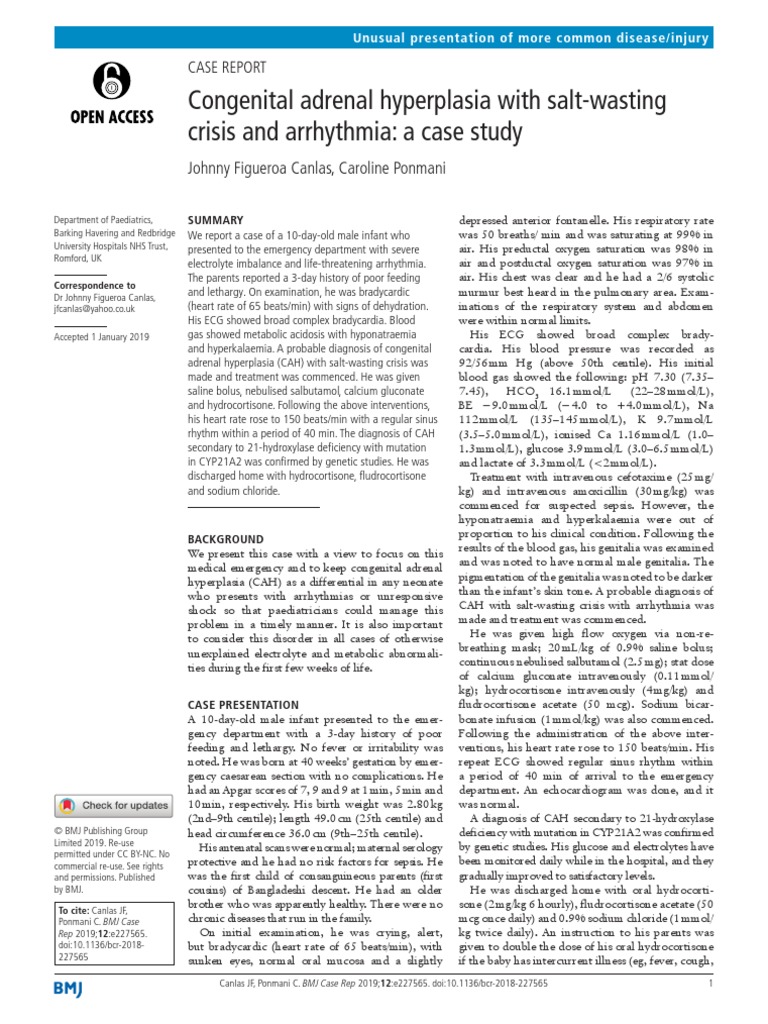 Case Report - Cah | PDF | Sepsis | Clinical Medicine