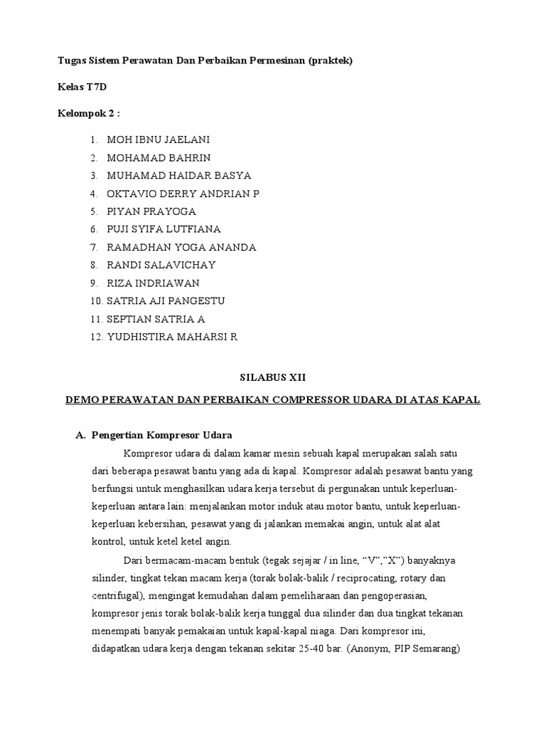 Tugas Sistem Perawatan Dan Perbaikan Permesinan Kelompok 2 | PDF