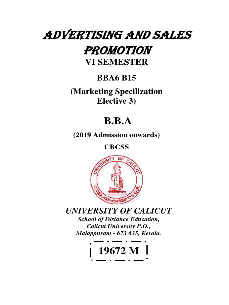 Slm-Bba - Advertising and Sales Promotion | PDF | Advertising | Sales