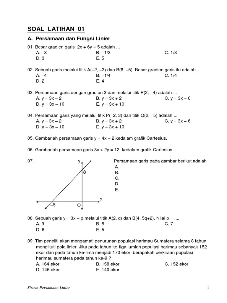 Latihan Soal Sistem Persamaan Linier | PDF