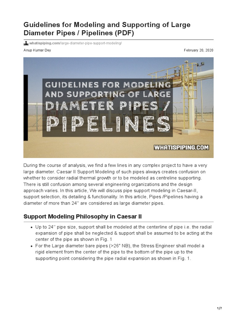Guidelines For Modeling and Supporting of Large Diameter Pipes Pipelines PDF | PDF | Pipe (Fluid ...