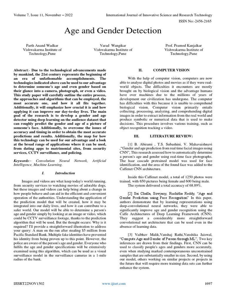 Age and Gender Detection | PDF | Computer Vision | Deep Learning