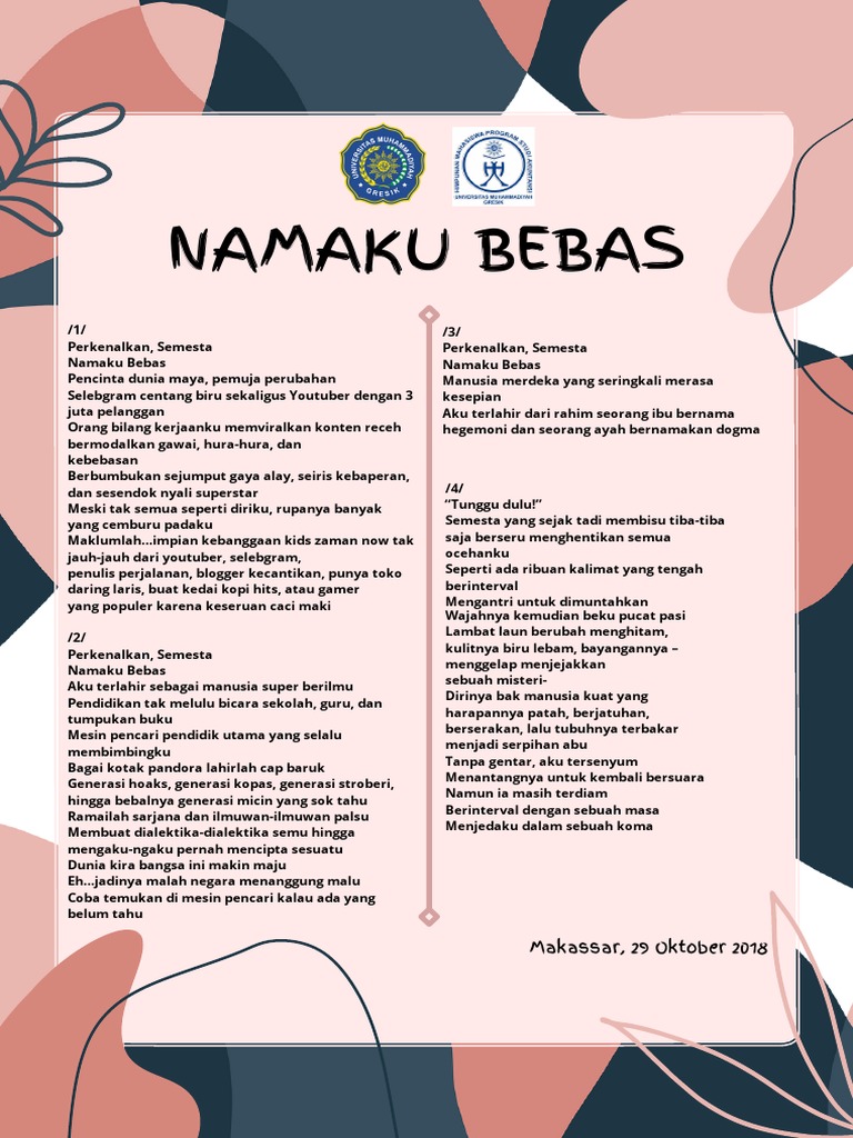 Puisi-Namaku Bebas | PDF | Agama & Spiritualitas
