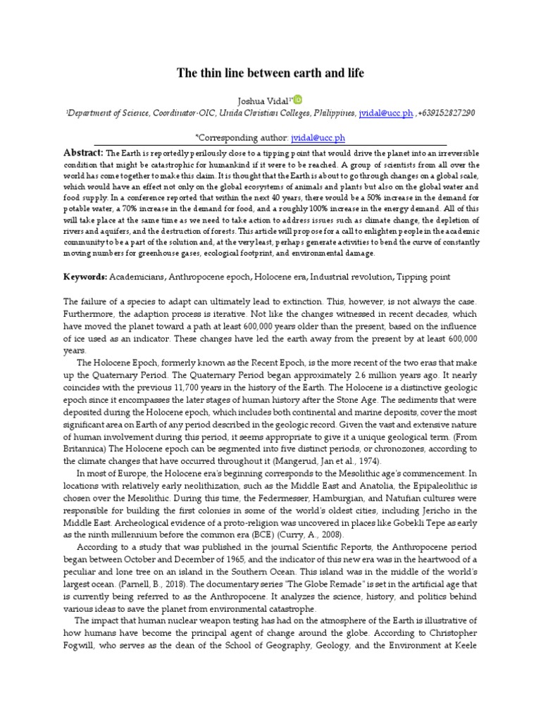 Earth’s Tipping Point: A Call to Action | PDF | Holocene | Anthropocene