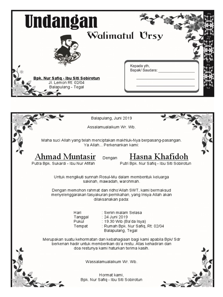 Undangan Walimatul Ursy Yang Bisa Di Edit Format Word Doc013 | PDF