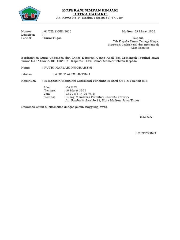 Surat Tugas Manager | PDF