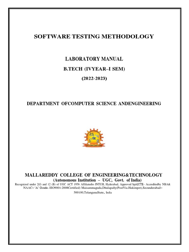 Software Testing Methodologies Lab Pdf Engineering Matrix 4323