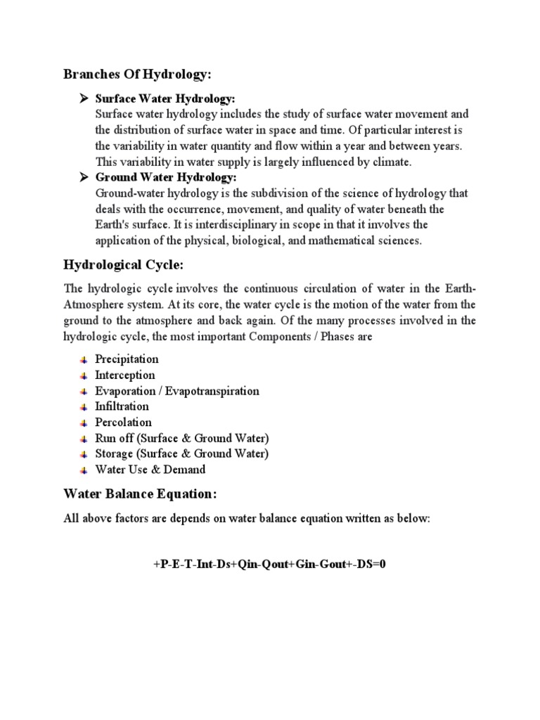Hydrology Notes | PDF | Hydrology | Water Cycle