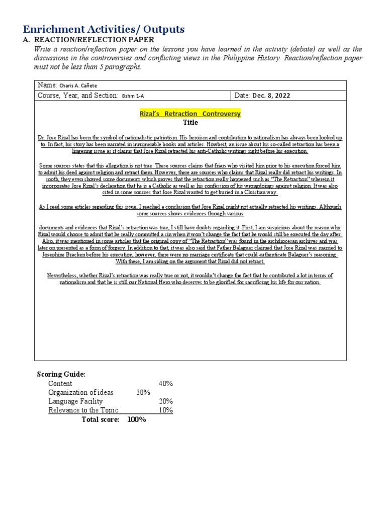 Module 3 - Enrichment - A. Reaction-Reflection Paper | PDF