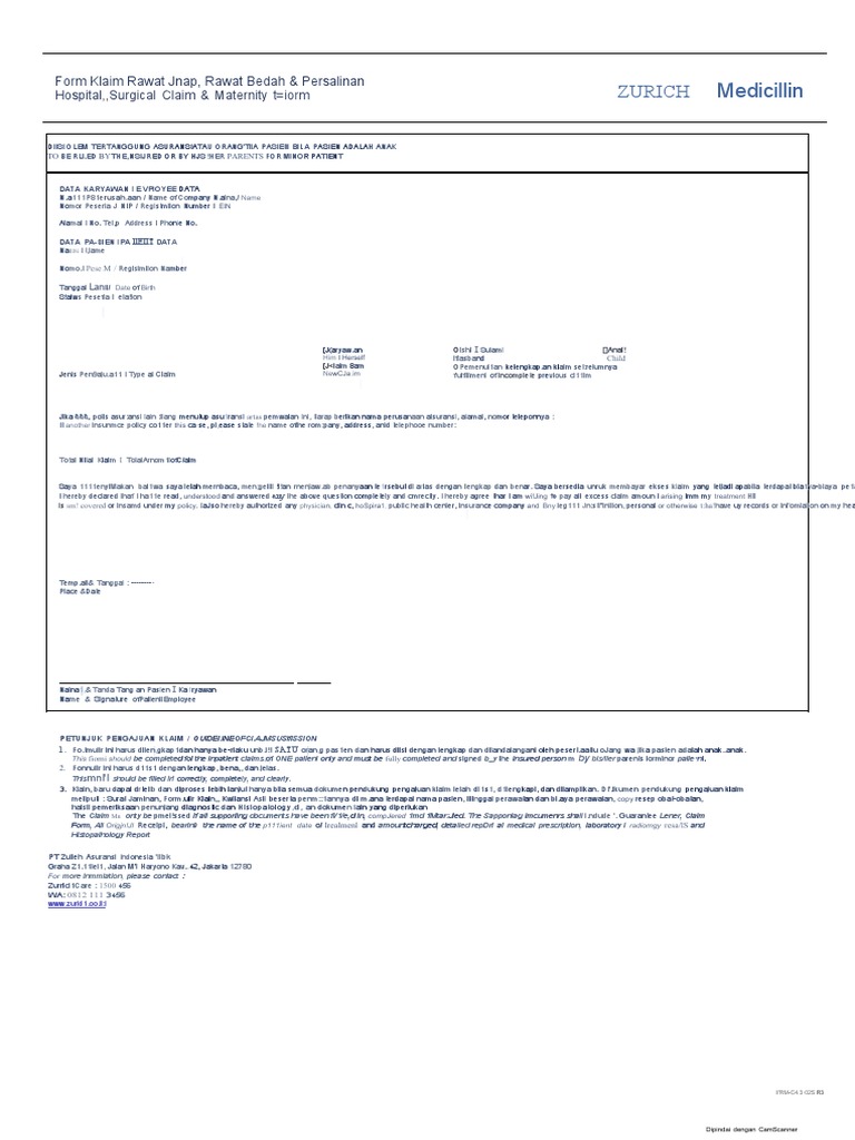FRM-C4.3-025 R3 Formulir Klaim Rawat Inap Rawat Bedah Persalinan (Final ...