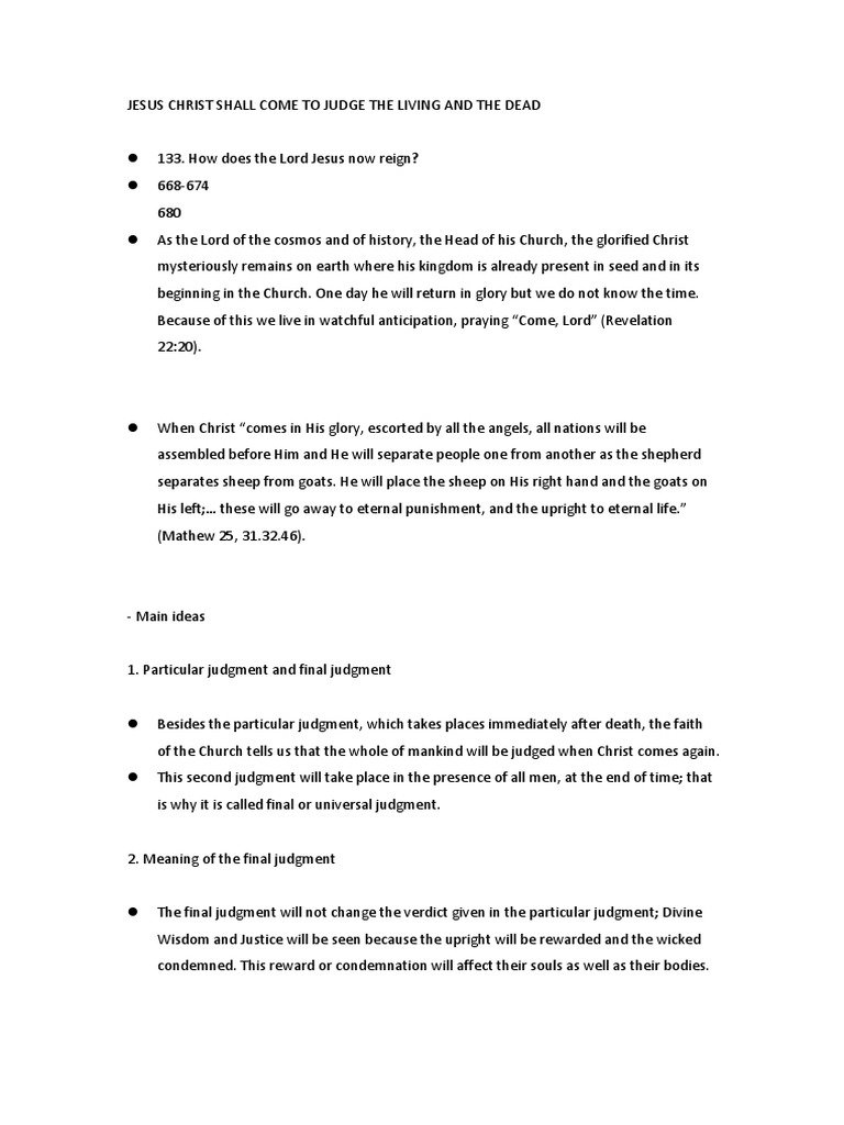 Creed | PDF | Last Judgment | Sanctification