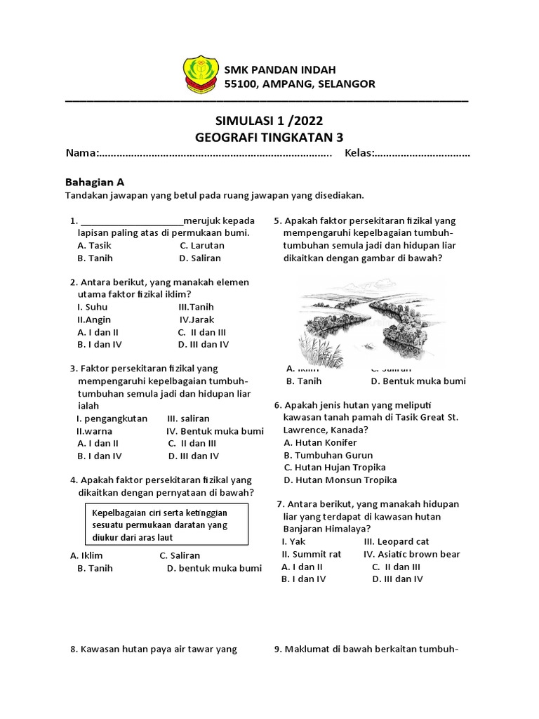 Simulasi 1 Geo Tingkatan 3 | PDF