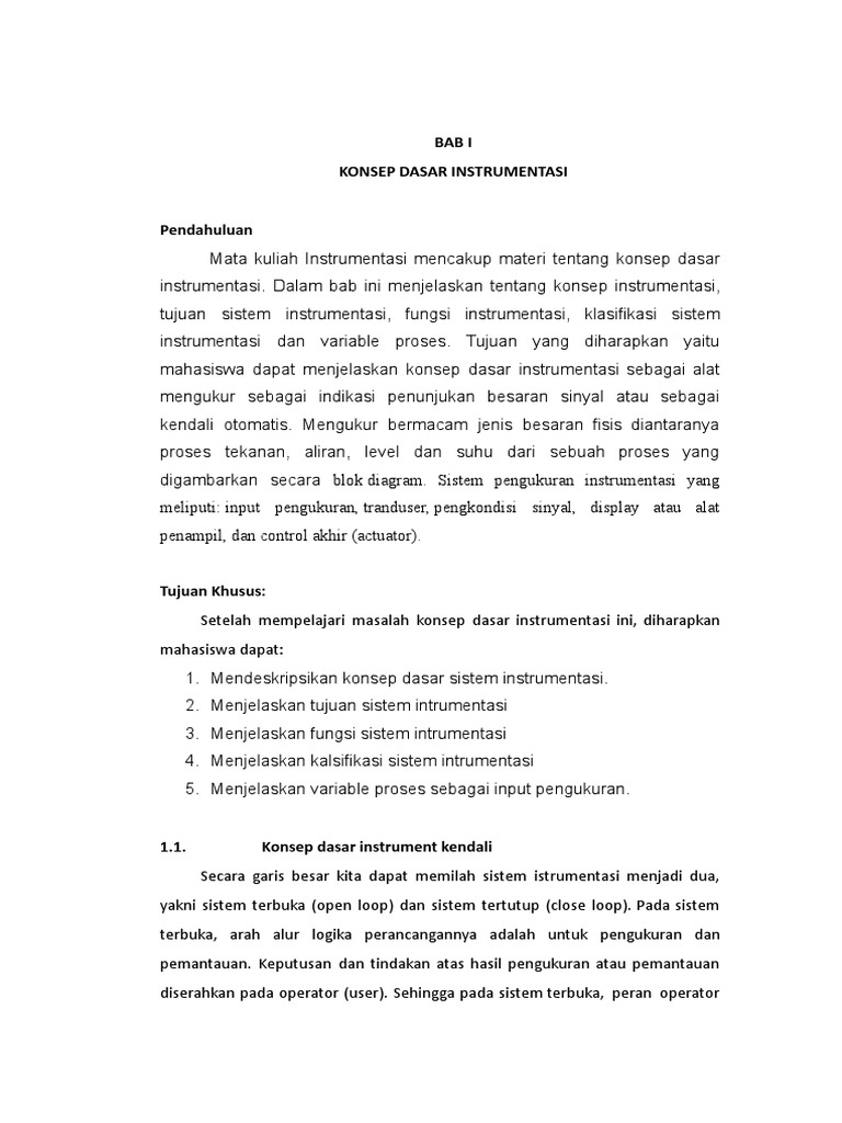 Bab 1 Konsep Dasar Instrumentasi | PDF | Teknologi & Rekayasa