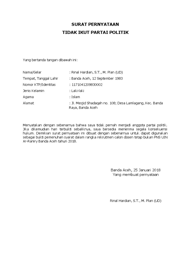 Surat Partai Politk | PDF