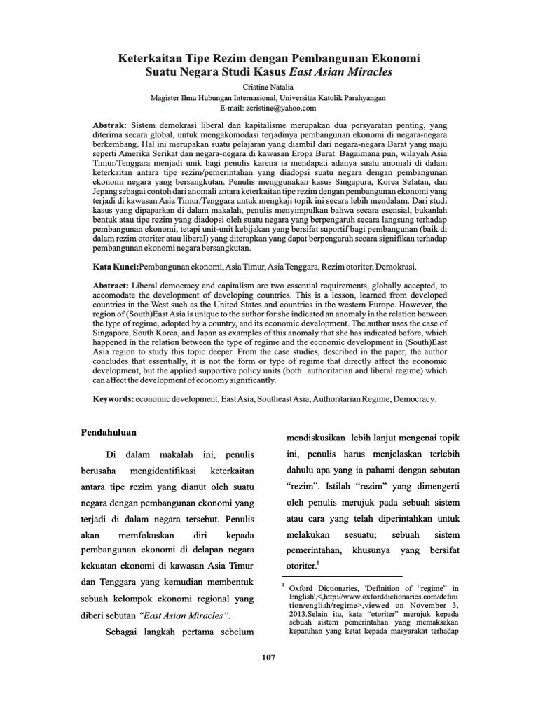 Keterkaitan Tipe Rezim Dengan Pembangunan Ekonomi Negara | PDF Keterkaitan Tipe Rezim Dengan Pembangunan Ekonomi Negara | PDF