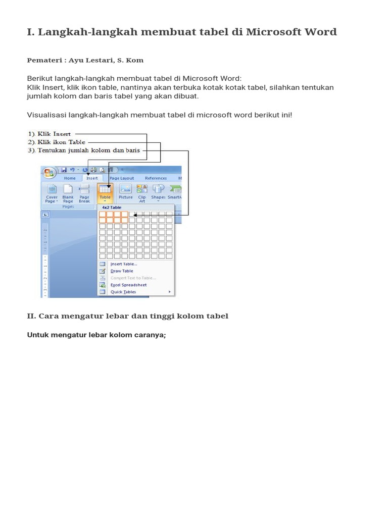 Panduan Lengkap Tabel di Microsoft Word | PDF