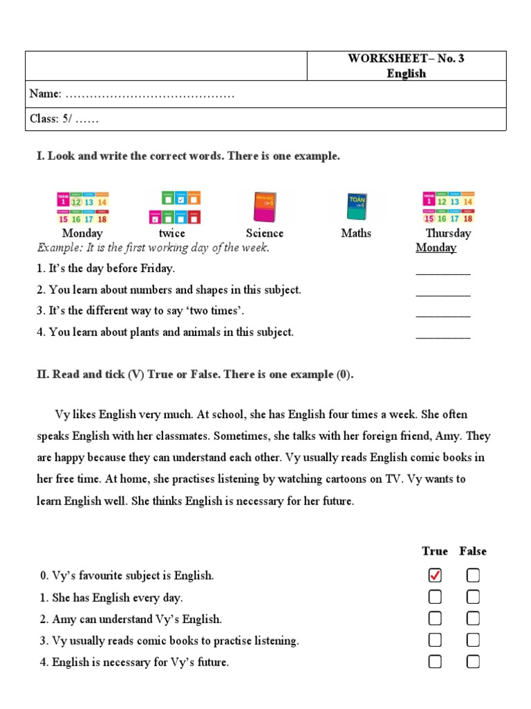 Worksheet - Grade 5 - Unit 3 | PDF | English Language