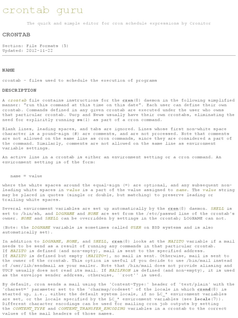 Understanding Crontab File Structure | PDF | Computer Data | Software