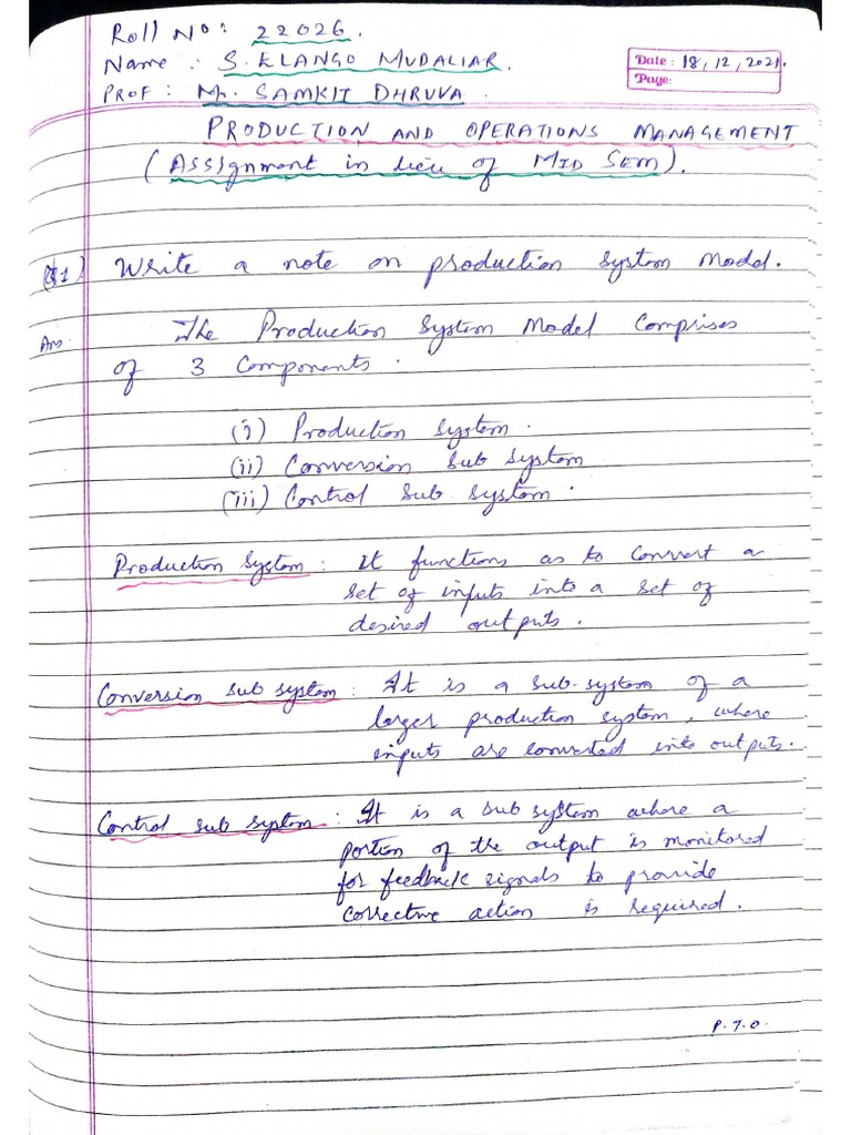 Elango Mudaliar - Production & Operations Management | PDF