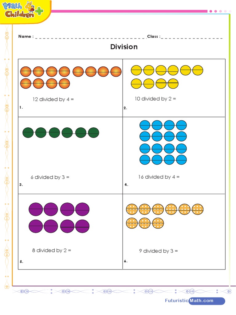 Division Illustrated With Dots Worksheet | PDF