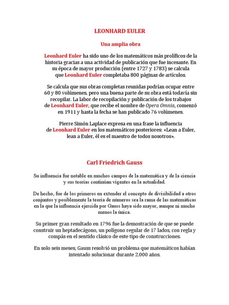 Leonhard Euler | PDF | Matemáticas | Science