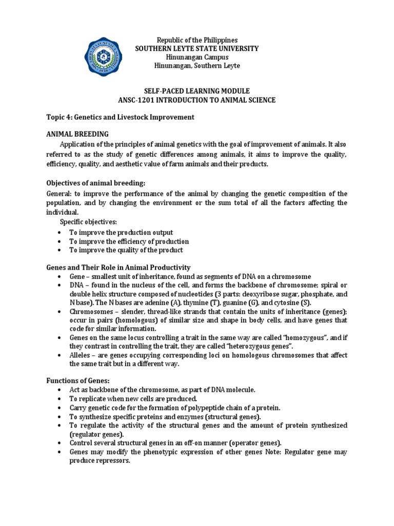 Topic 4 Genetics And Livestock Improvement Pdf Dominance Genetics