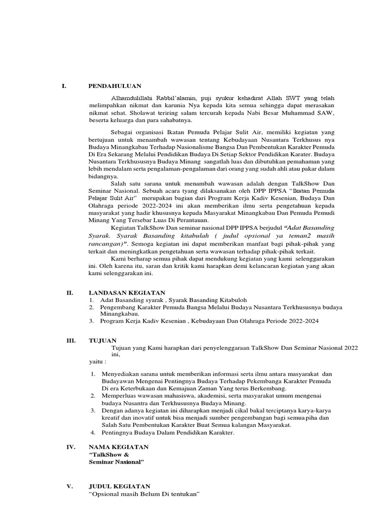 Rancangan Dasar Proposal Sponsorship KBO | PDF