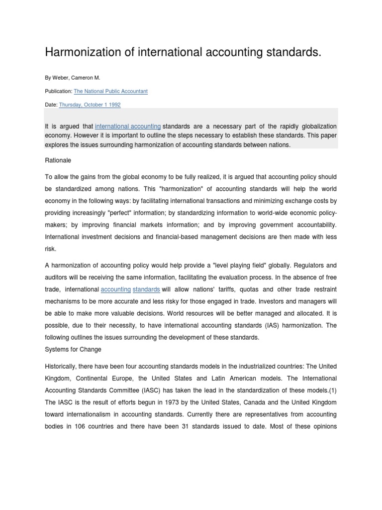 Harmonization of International Accounting Standard2 | PDF ...