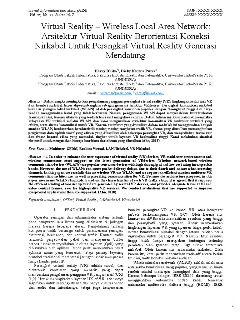 Jurnal Virtual Reality - Wireless Local Area Network | PDF