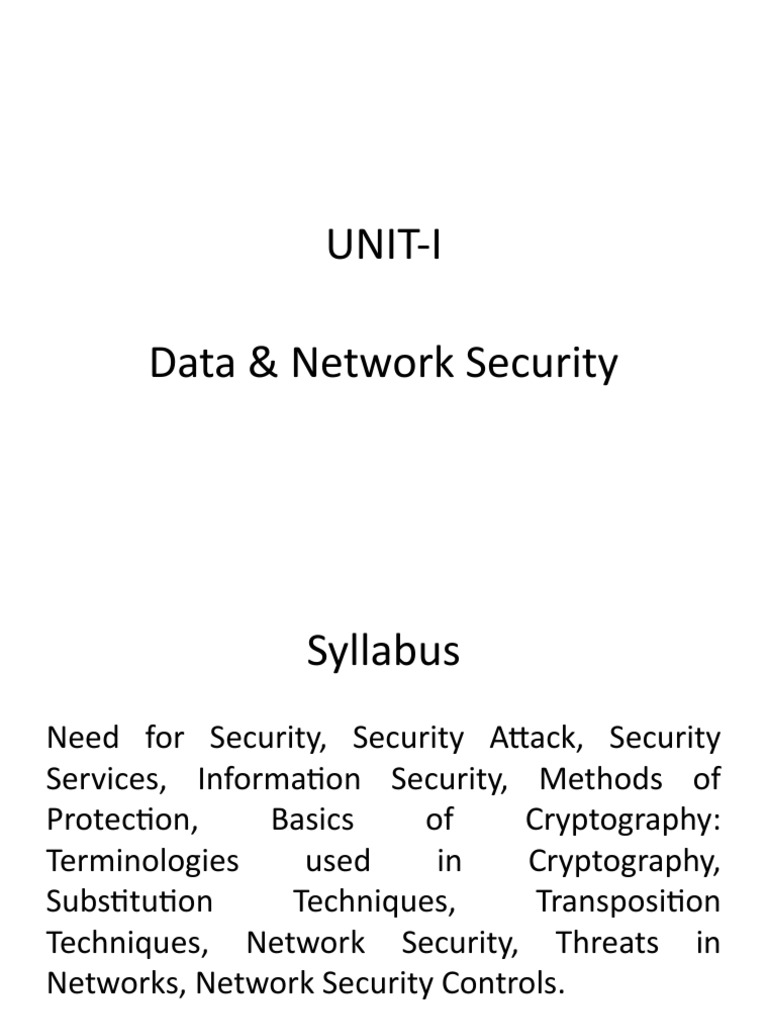 Unit-I - Data and Network Security | Download Free PDF | Security | Computer Security