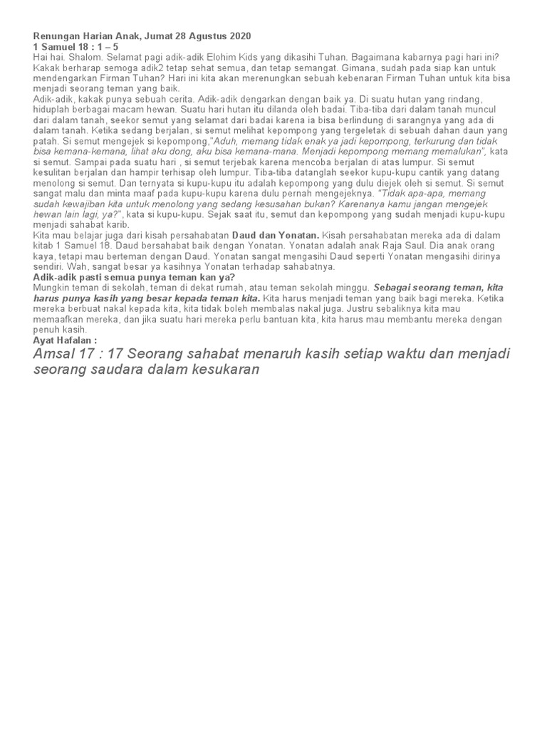 Renungan Harian Anak | PDF