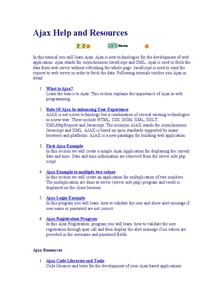 Ajax Help And Resources Pdf Ajax Programming World Wide Web