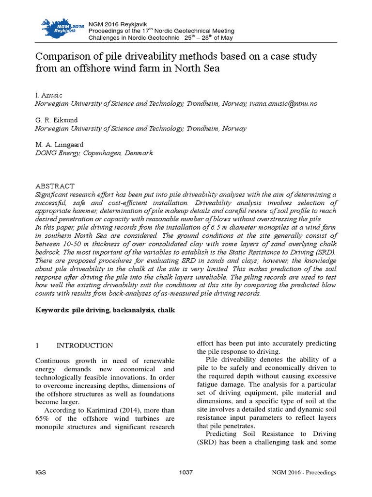 113-014-ngm 2016 - Comparison of Pile Driveability Methods Based On A ...