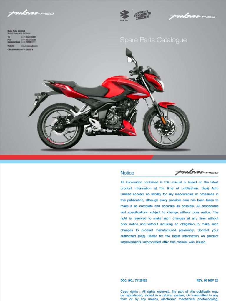 Pulsar P150 Spare Parts Catalogue | PDF | Brake | Clutch
