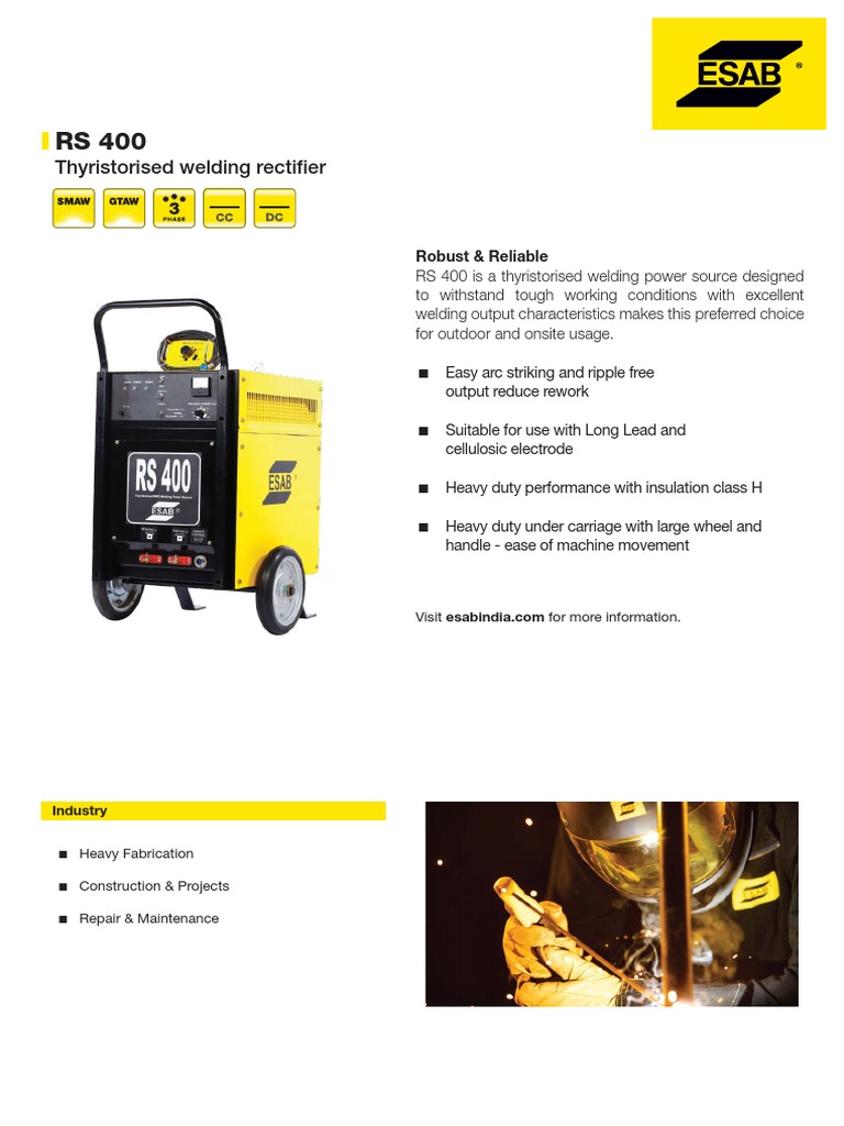 RS 400 Thyristorised Welding Rectifier | PDF | Construction | Welding