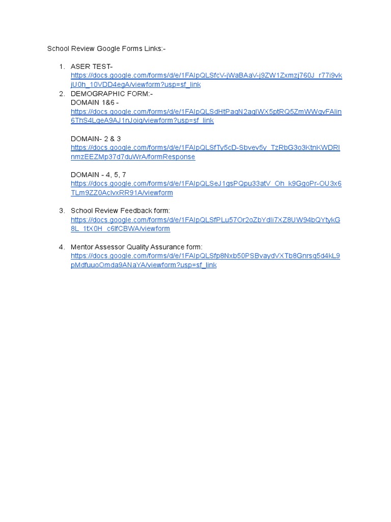 School Review Google Forms Links | PDF | Computers