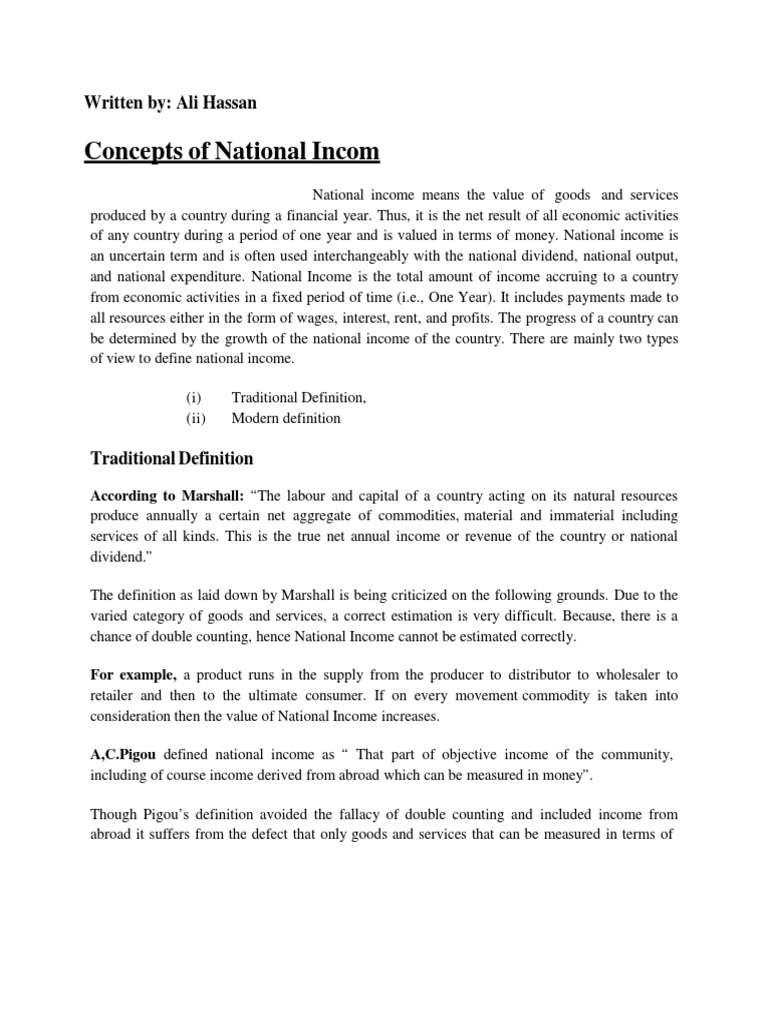 Concepts of National Income | PDF | Income | Gross Domestic Product