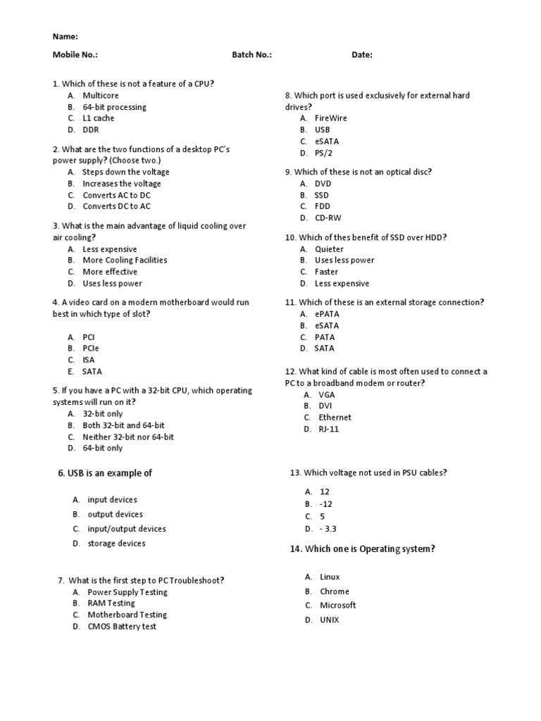 Exam 1 - Hardware | PDF | Computer Data Storage | Personal Computers