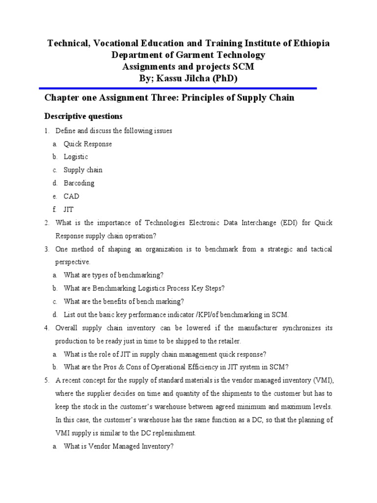 Chapter 3 Assignment Principles of Supply Chain | PDF | Supply Chain Management | Supply Chain