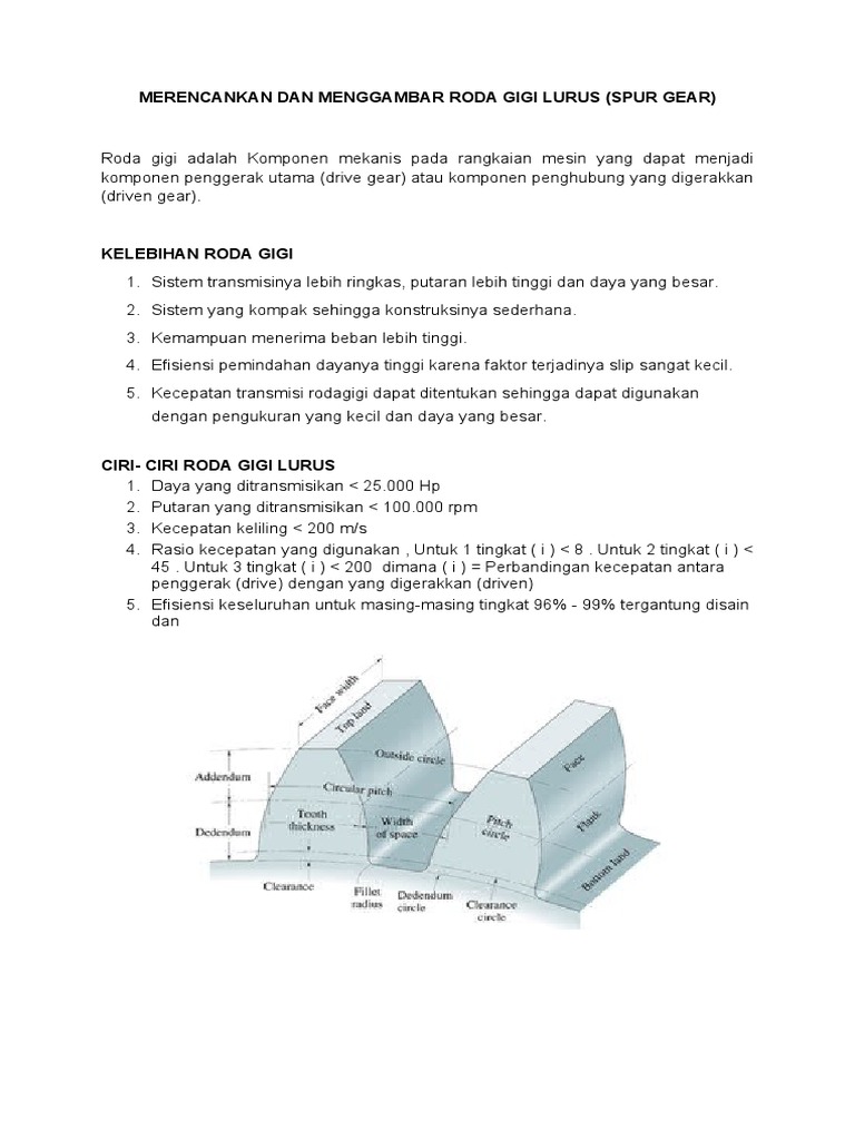 Merencankan Dan Menggambar Roda Gigi Lurus | PDF