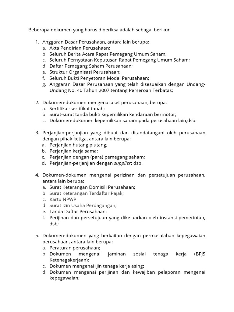 Daftar Keperluan LDD PT | PDF